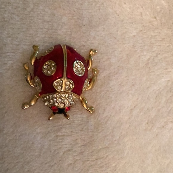 Jewelry | Ladybug Brooch Red Enamel Crystals In Gold Tone | Poshmark